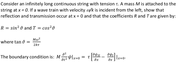 Consider an infinitely long continuous string with | Chegg.com