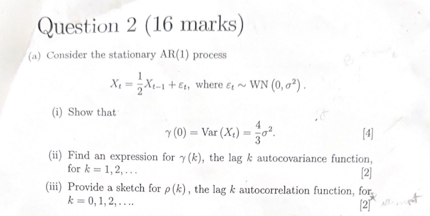 Solved Question 2 (16 marks) (a) Consider the stationary \\( | Chegg.com