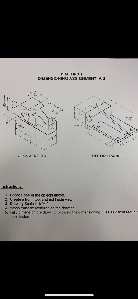 Solved DRAFTING 1 DIMENSIONING ASSIGNMENT A-3 45' en | Chegg.com