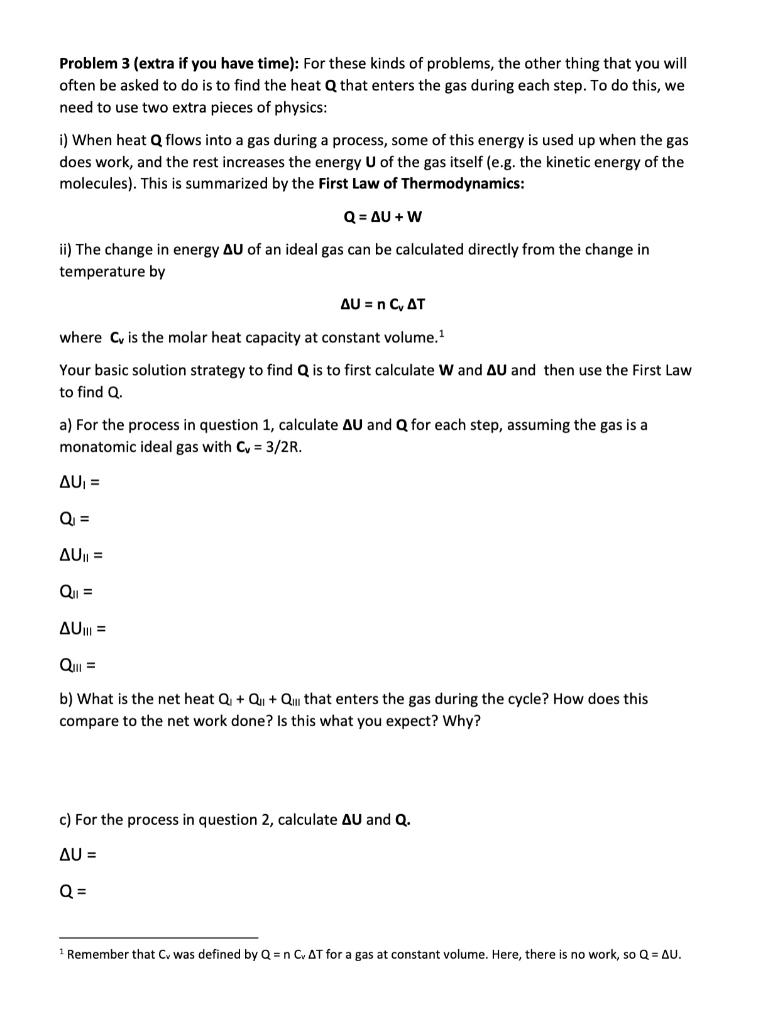 Solved Problem 1: A certain amount of gas, initially at 300 | Chegg.com