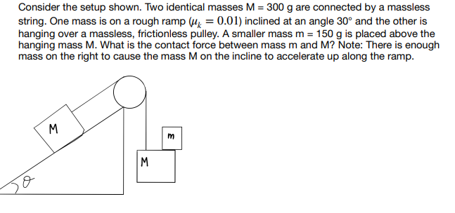 Solved Consider the setup shown. Two identical masses M = | Chegg.com