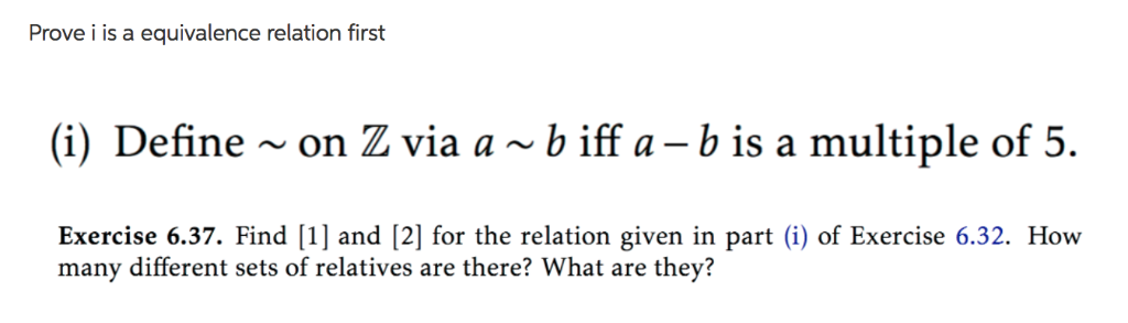Solved Prove i is a equivalence relation first (i) Define~on | Chegg.com