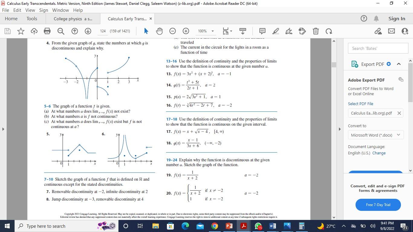 Solved 4. From the given graph of g, state the numbers at | Chegg.com