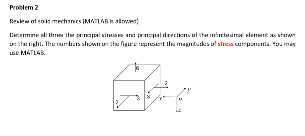 Solved Problem 2 Review of solid mechanics (MATLAB is | Chegg.com