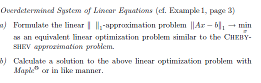 → min Overdetermined System of Linear Equations (cf. | Chegg.com