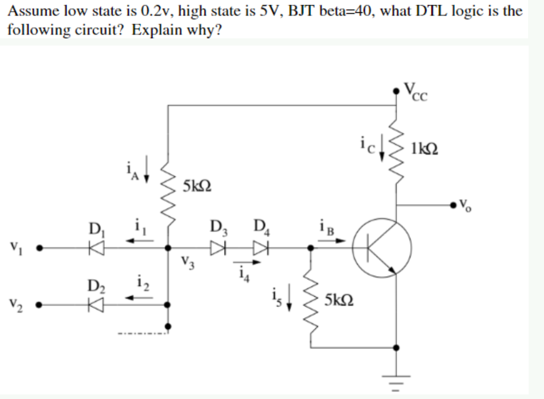 Solved Assume low state is 0.2v, high state is 5 V,BJT beta | Chegg.com