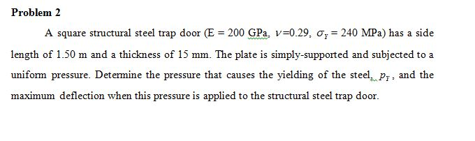 Solved Problem 2 A square structural steel trap door (E-200 | Chegg.com