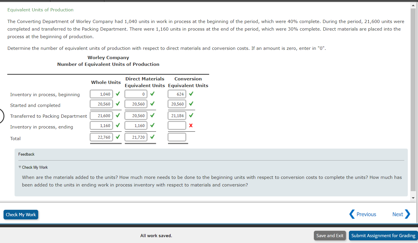 Solved Equivalent Units of Production The Converting | Chegg.com