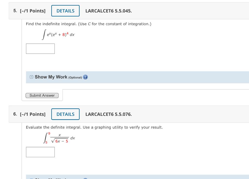 Solved 5. [-/1 Points] DETAILS LARCALCET6 5.5.045. Find the | Chegg.com