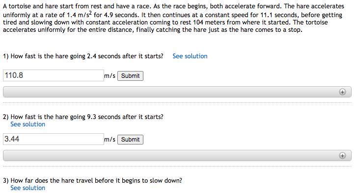 Solved A tortoise and hare start from rest and have a race. | Chegg.com