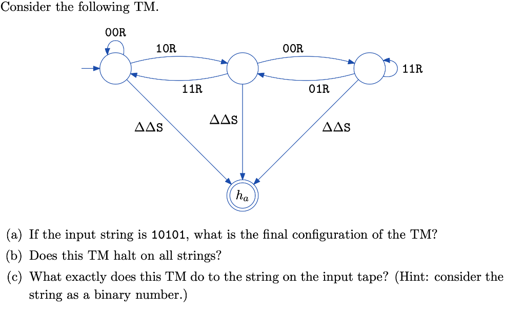 Solved Consider the following TM. (a) If the input string is | Chegg.com