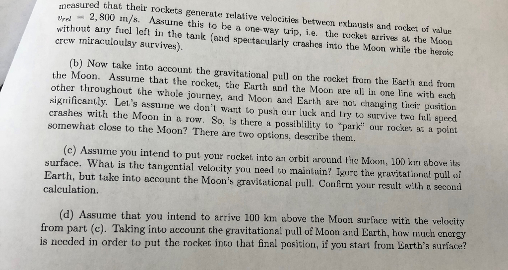 Solved (4 points) 4.) Main task: Rocket equations and | Chegg.com