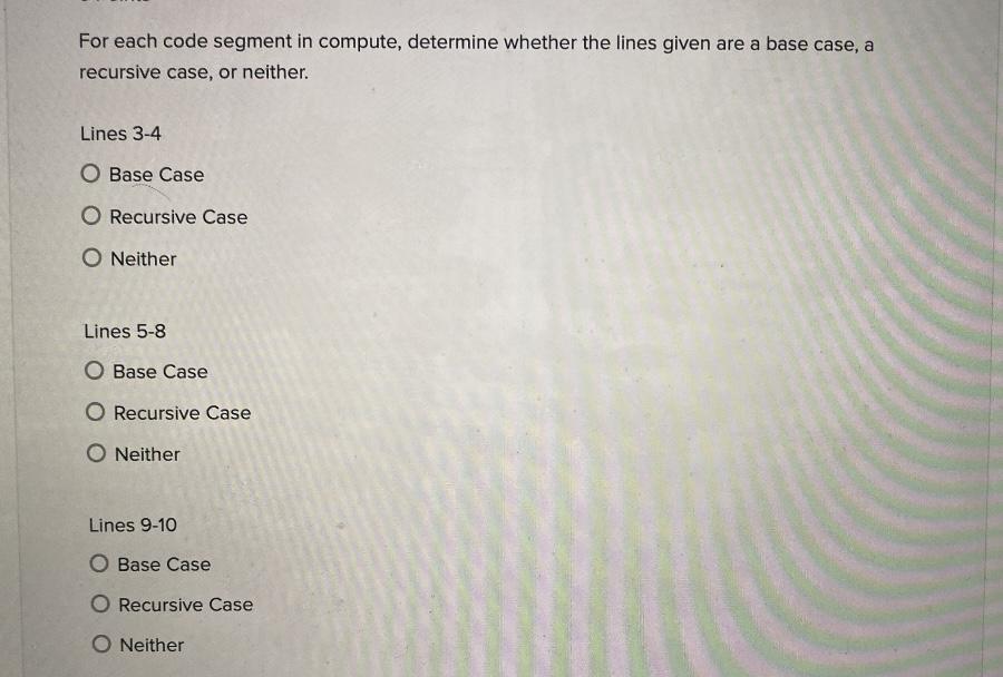 Solved Consider the following function (the line numbers are | Chegg.com