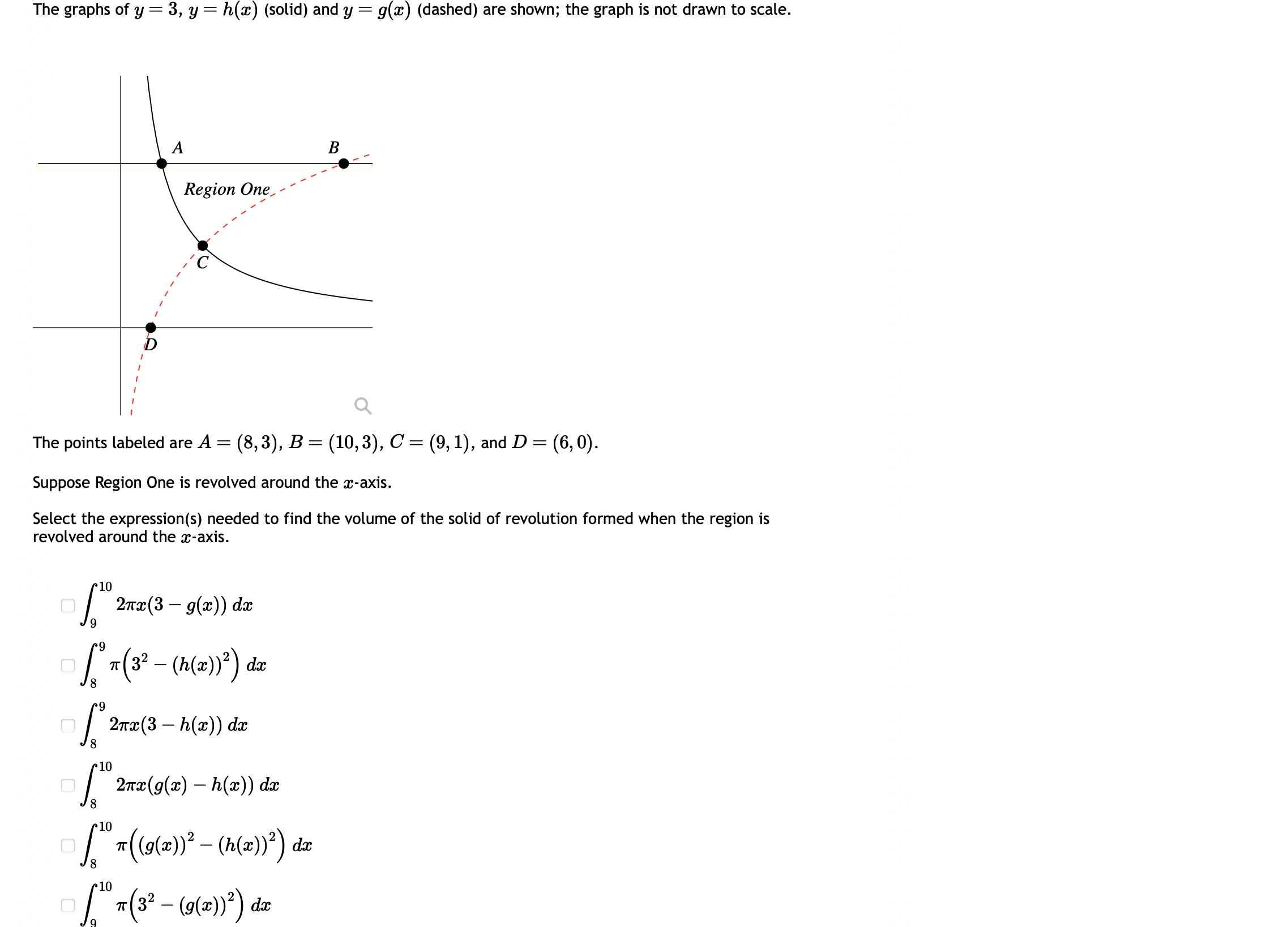 Solved The graphs of y=3,y=h(x) (solid) ﻿and y=g(x) (dashed) | Chegg.com