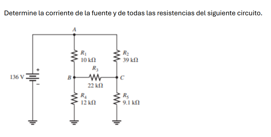 Solved Español: Determine la corriente de la fuente y de | Chegg.com