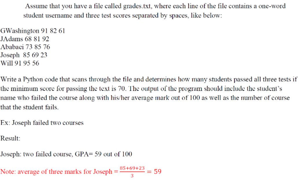 Solved Assume that you have a file called grades.txt, where | Chegg.com