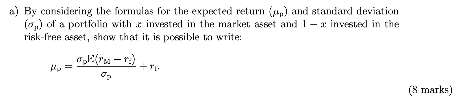 Solved By considering the formulas for the expected return | Chegg.com