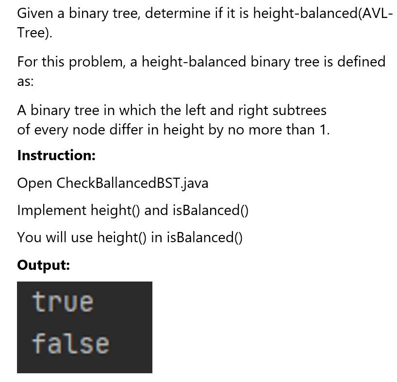 Solved public class CheckBallancedBST { private static | Chegg.com