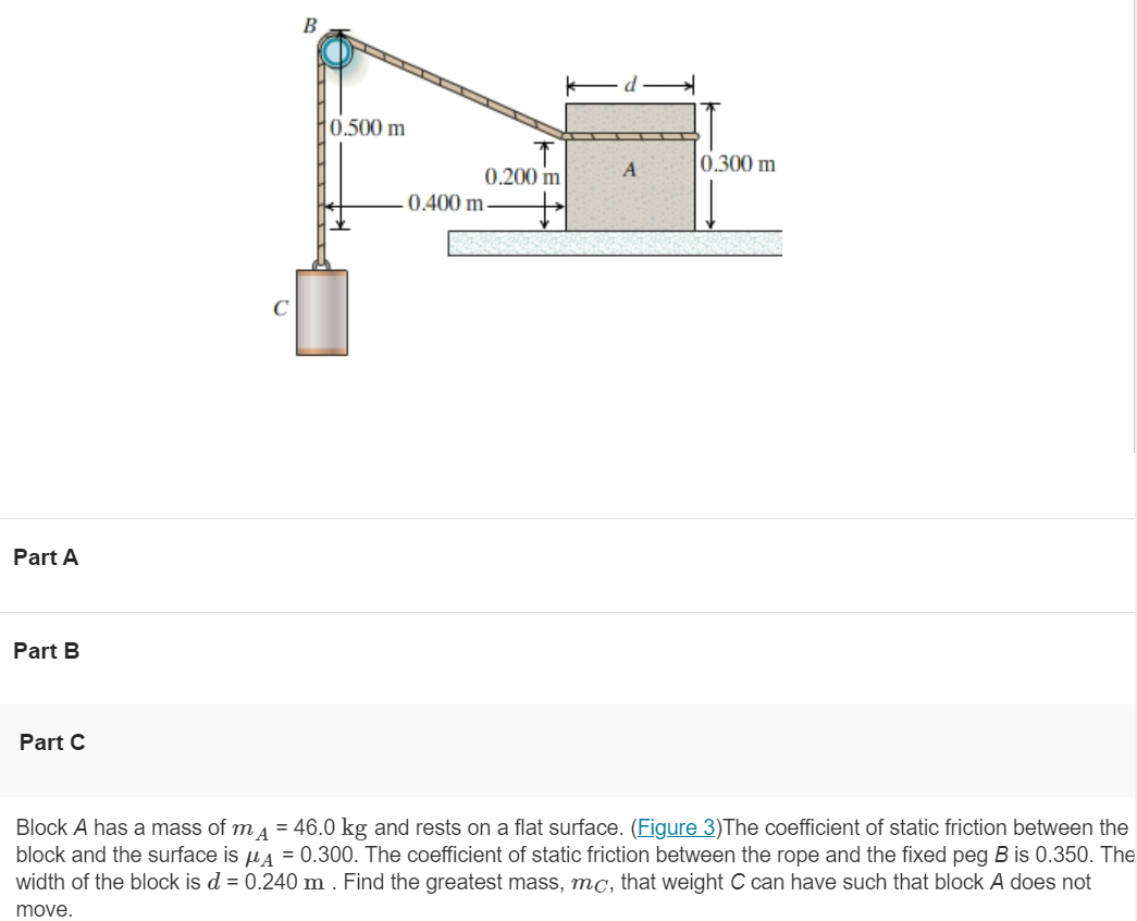 Solved Block A has a mass of mA=46.0kg ﻿and rests on a flat | Chegg.com