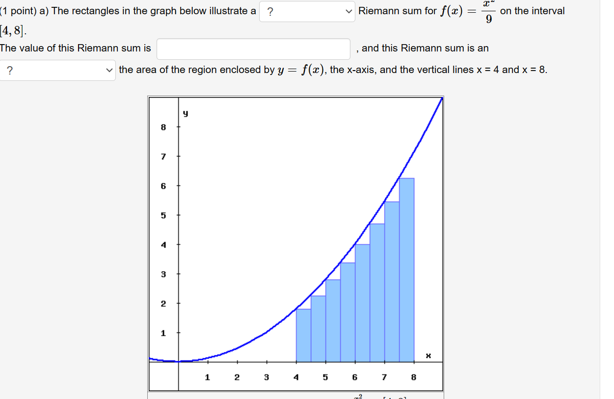 Solved 1 point) a) The rectangles in the graph below | Chegg.com