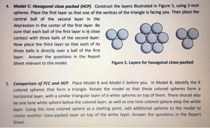 Solved 4. Model C: Hexagonal close packed (HCP). Construct | Chegg.com