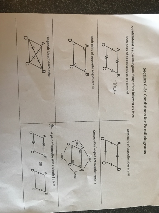 Solved Section 6-3: Conditions for Parallelograms . | Chegg.com