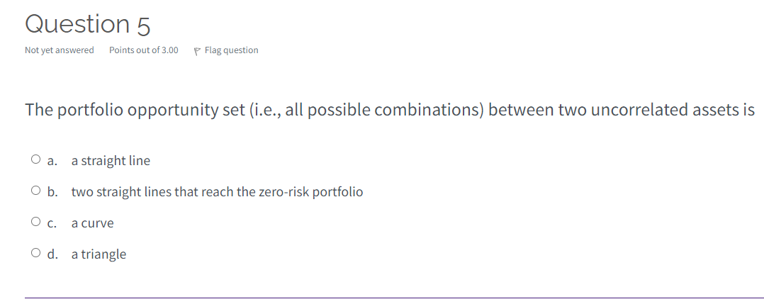 Solved The portfolio opportunity set (i.e., all possible | Chegg.com