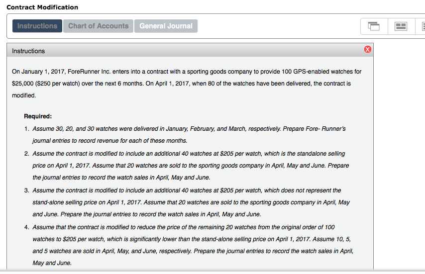 Solved Contract Modification Instructions Chart of Accounts | Chegg.com