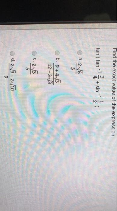 Solved Find the exact value of the expression. tan (tan | Chegg.com