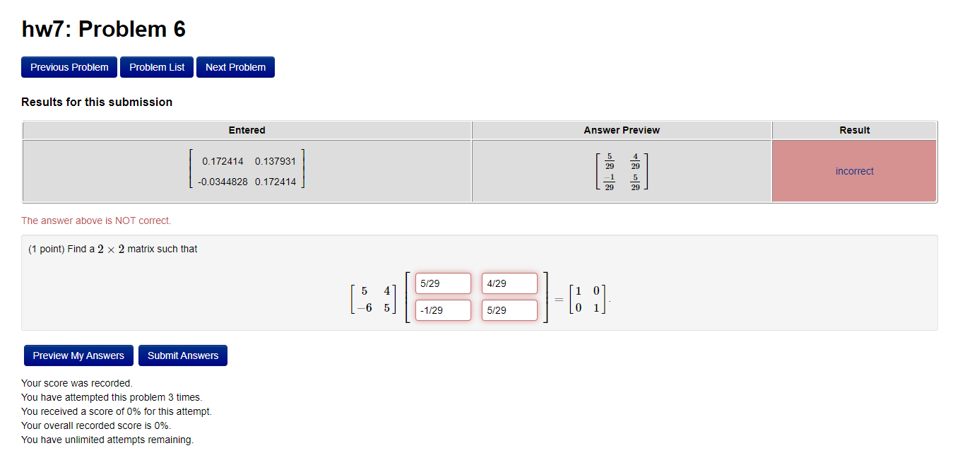 Solved hw7: Problem 6 Previous Problem Problem List Next | Chegg.com