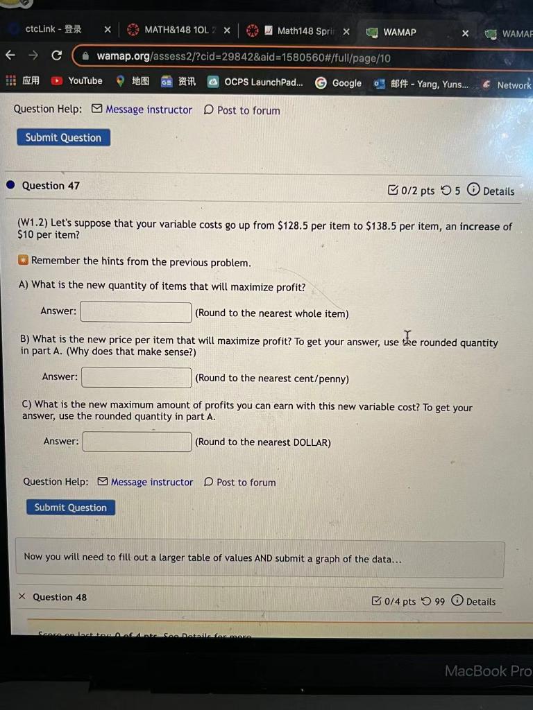 ctcLink - X MATH&148 10L 2 X Math148 Spri X WAMAP X | Chegg.com