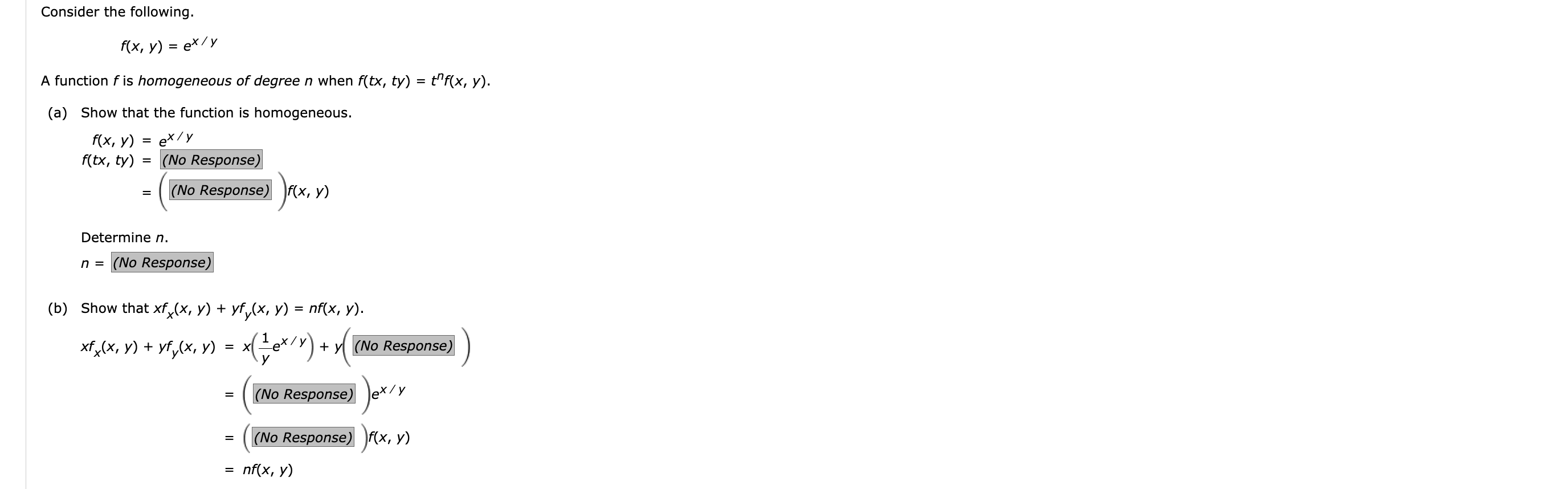 Solved Consider the following. f(x,y)=ex/y A function f is | Chegg.com