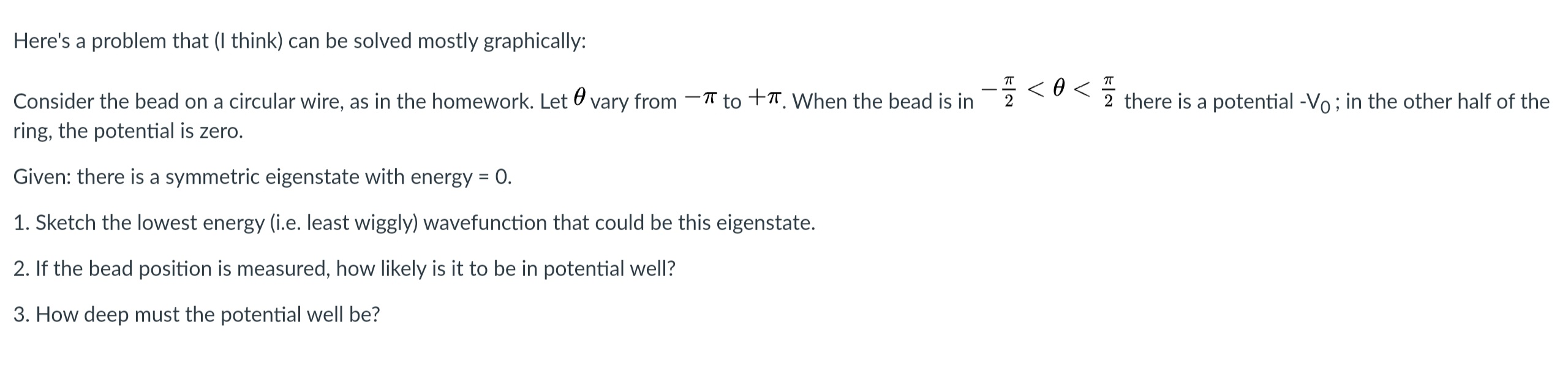 Solved Here's a problem that (I think) ﻿can be solved mostly | Chegg.com