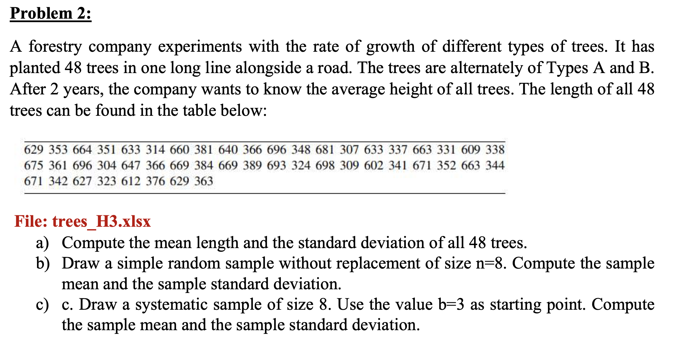 Solved A forestry company experiments with the rate of | Chegg.com