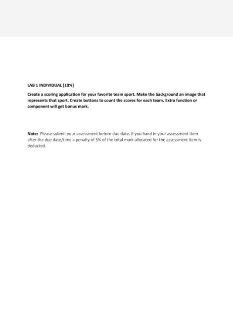 Solved LAB 1 INDIVIDUAL. [10\%\} Create a scoring | Chegg.com