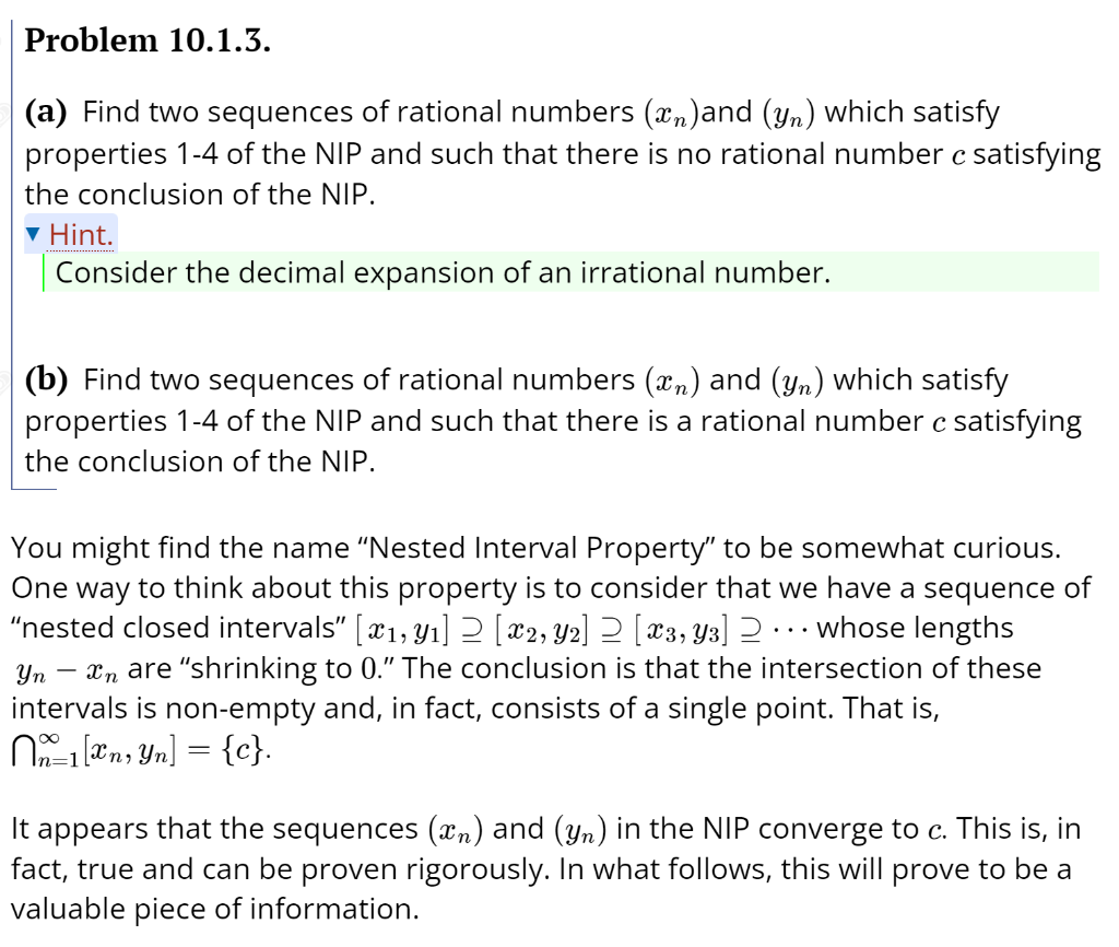 Solved Axiom 10.1.1. Nested Interval Property of the Real | Chegg.com