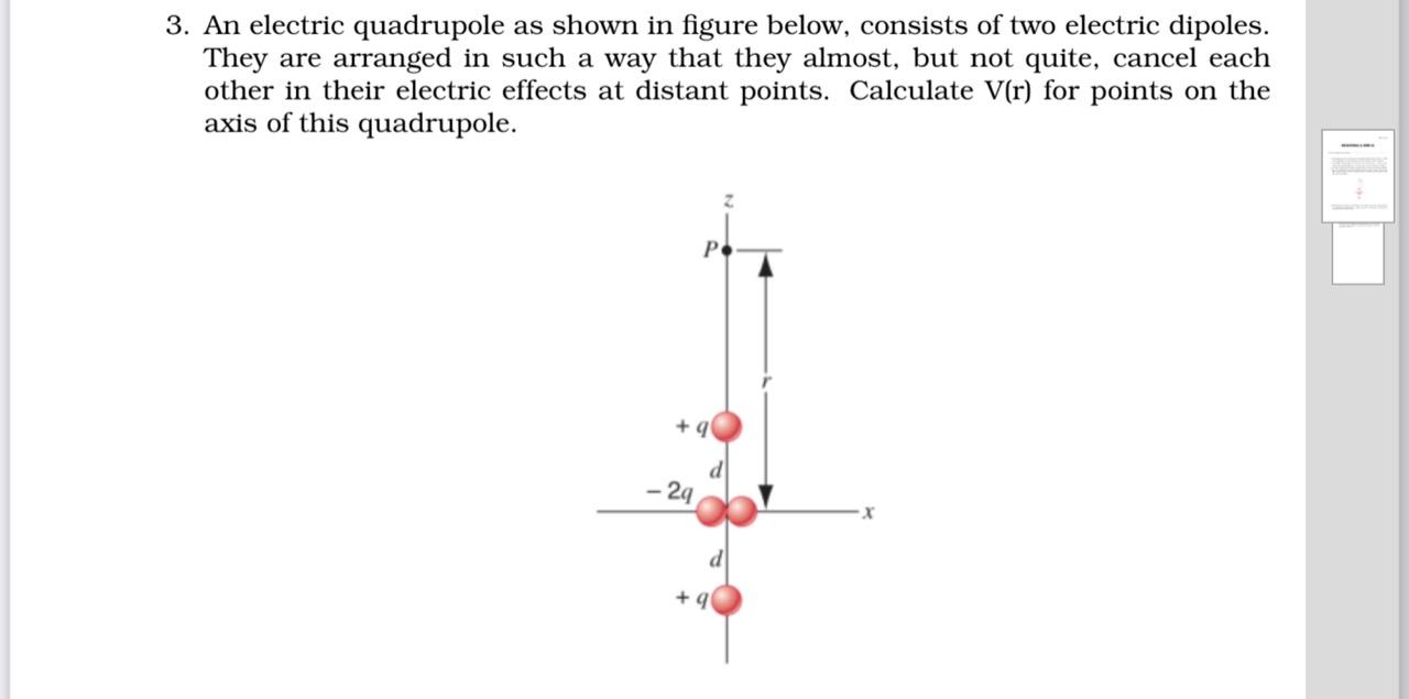 Solved 3. An electric quadrupole as shown in figure below, | Chegg.com