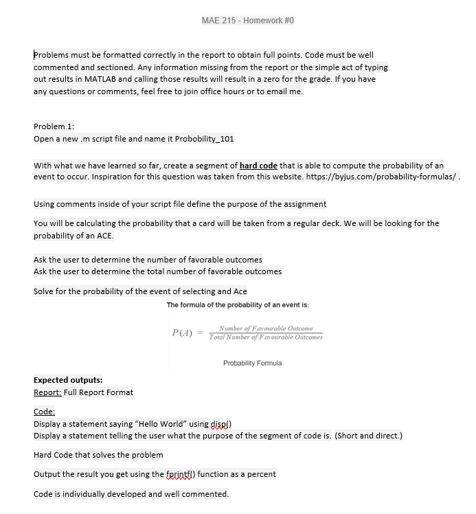 Solved MAE 215 - Homework \#0 Problems must be formatted | Chegg.com