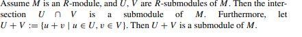 Solved Assume M is an R-module, and U. V are R-submodules of | Chegg.com