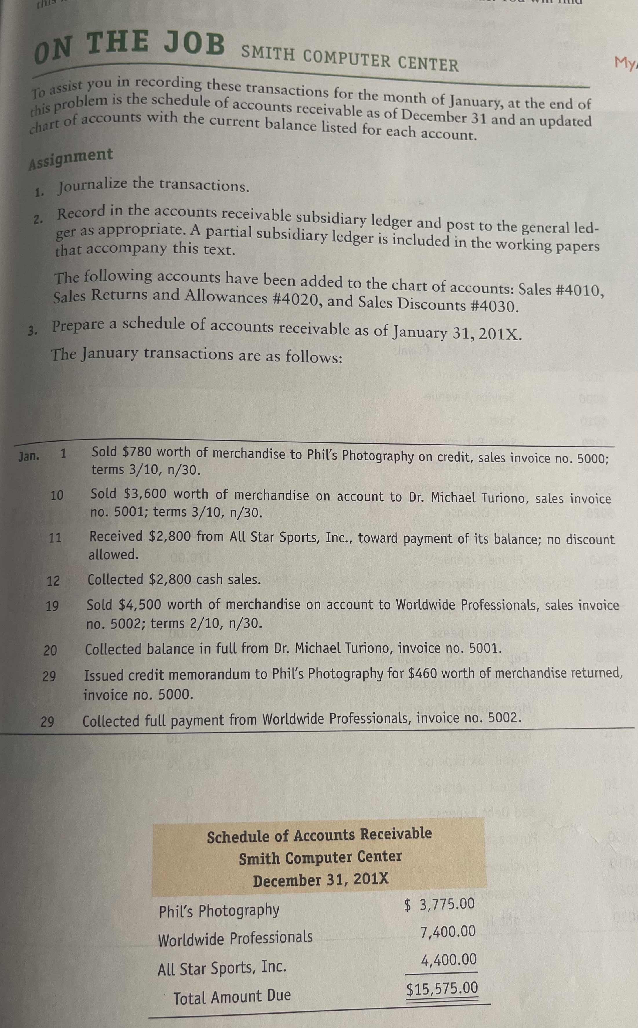 Solved SMITH COMPUTER CENTER To assist you in recording | Chegg.com