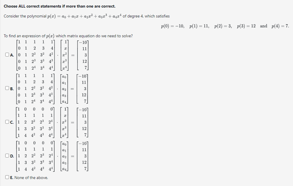 Solved Choose ALL correct statements if more than one are | Chegg.com