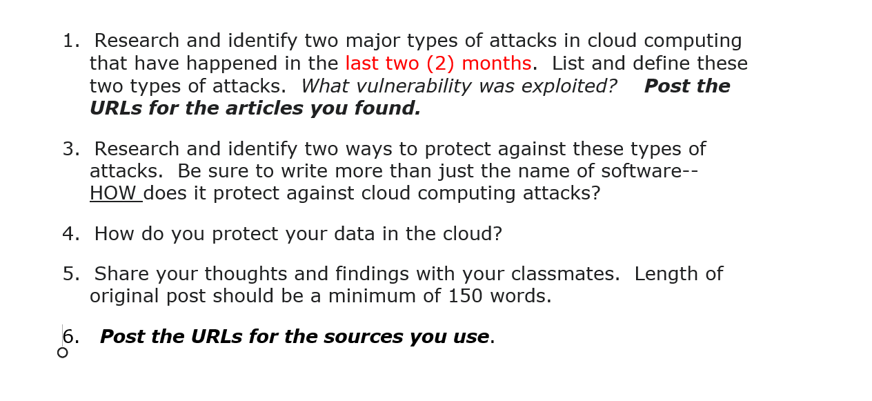 Solved 1. Research and identify two major types of attacks | Chegg.com
