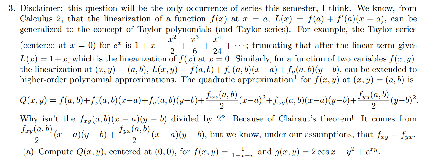 Solved Disclaimer: this question will be the only occurrence | Chegg.com