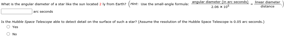 Solved What is the angular diameter of a star like the sun | Chegg.com