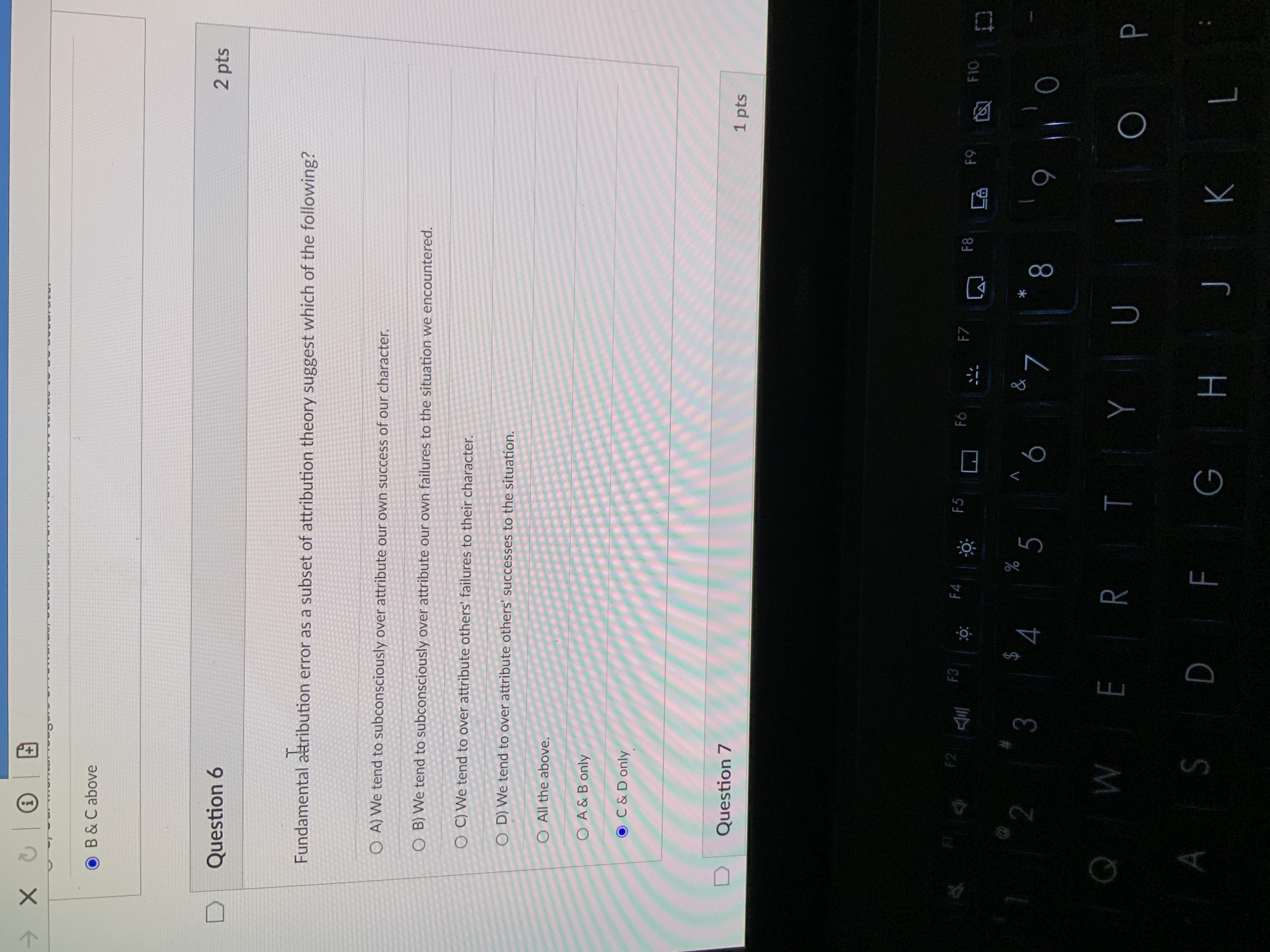 Solved Question 6Fundamental attribution error as a subset | Chegg.com