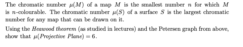 Solved Petersen graph, as shown.The chromatic number μ(M) of | Chegg.com
