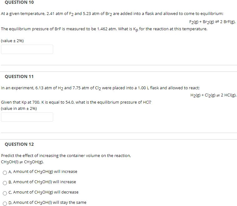 Solved QUESTION 6 At a certain temperature, Kp is 0.00276 | Chegg.com