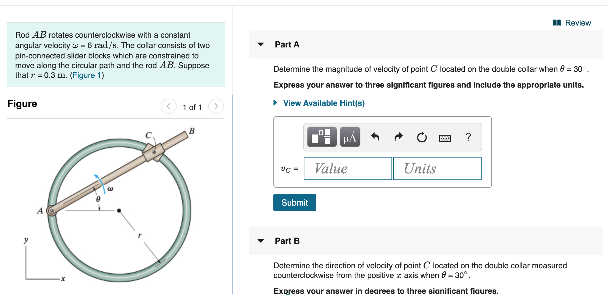 Solved Review Part A Rod AB rotates counterclockwise with a | Chegg.com