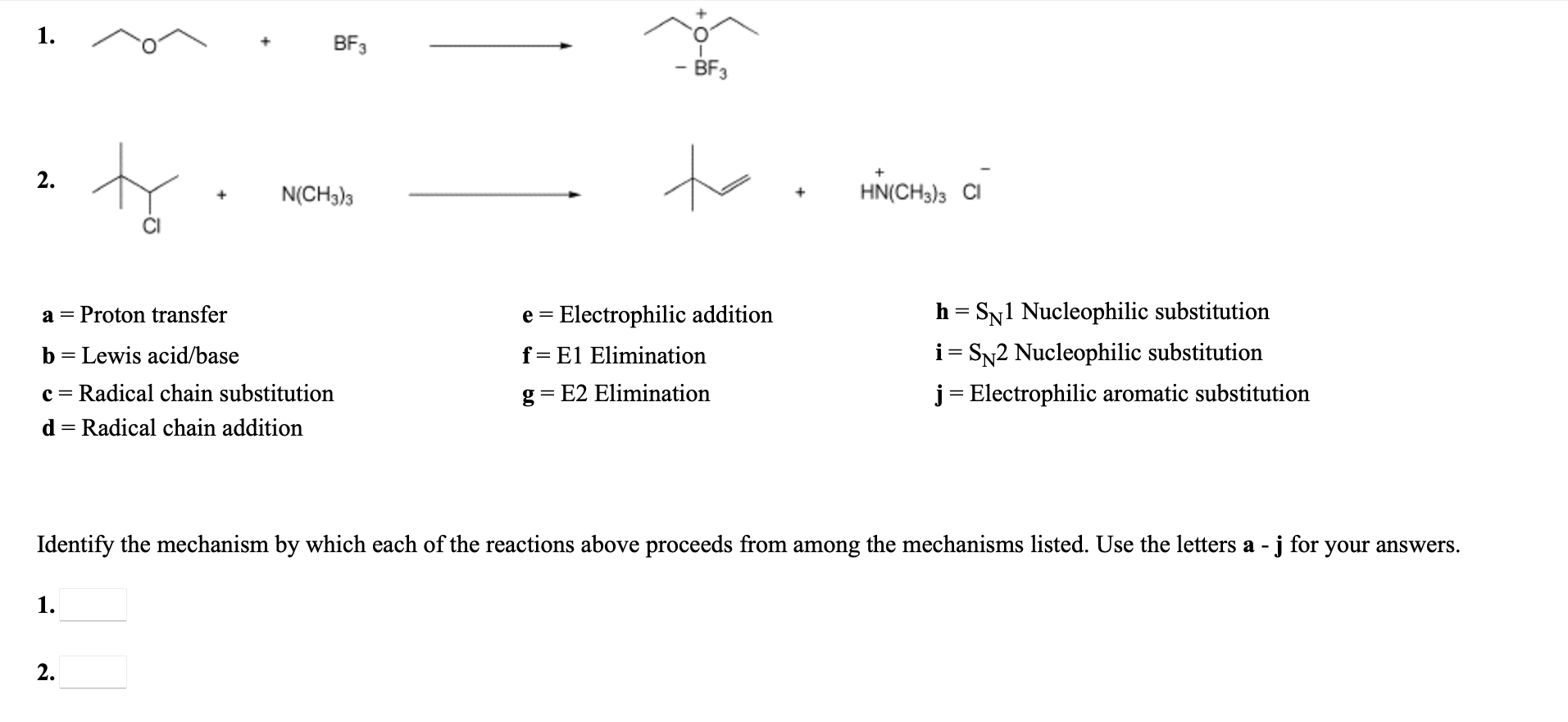 Solved 1. BF3 - BF3 2. to to N(CH3)3 HN(CH3), C a= Proton | Chegg.com