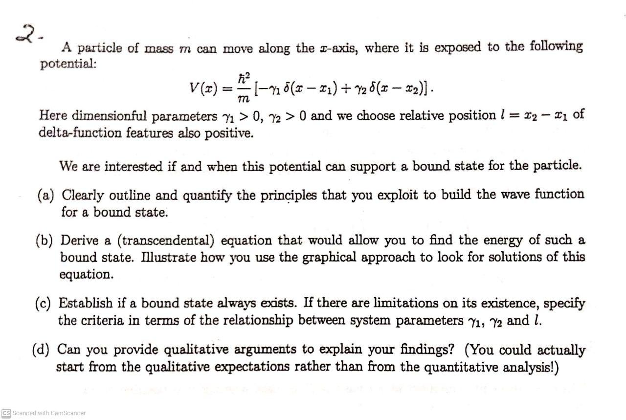 Solved A particle of mass m can move along the x-axis, where | Chegg.com